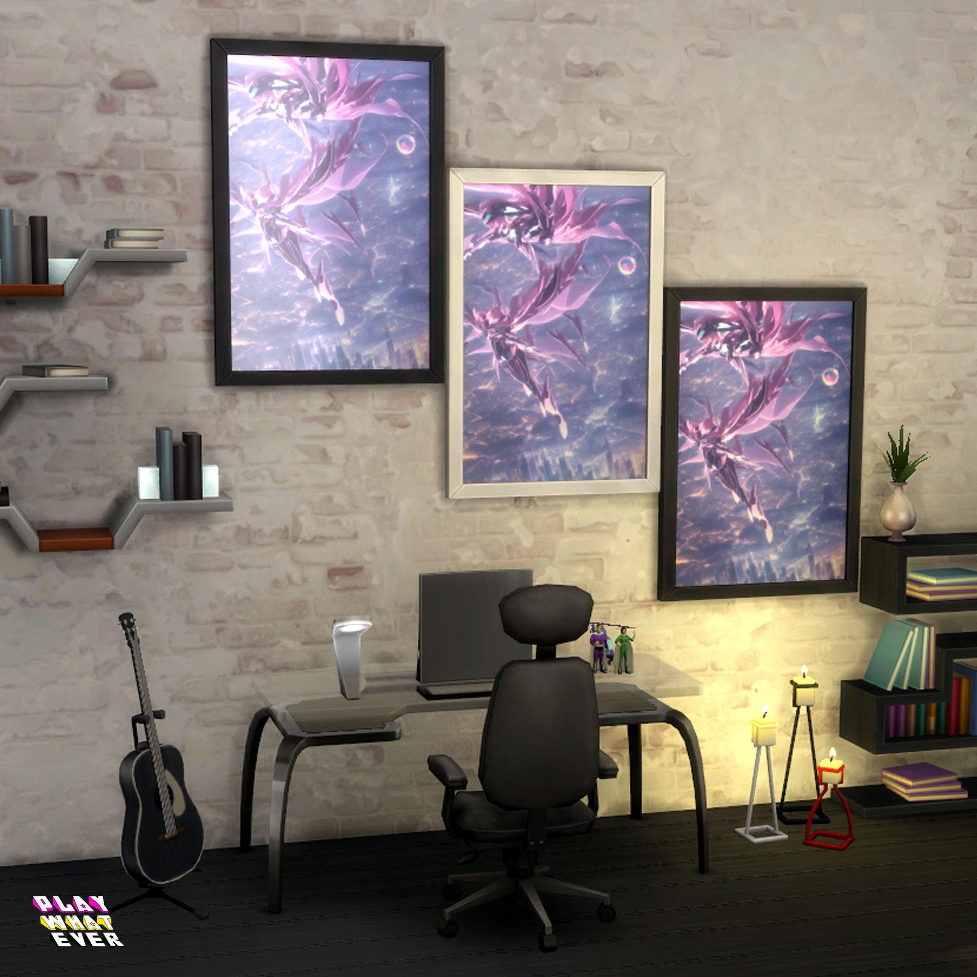 Sims 4 CC Purple Tinted Galaxy Anime Futuristic Poster – PlayWhatever