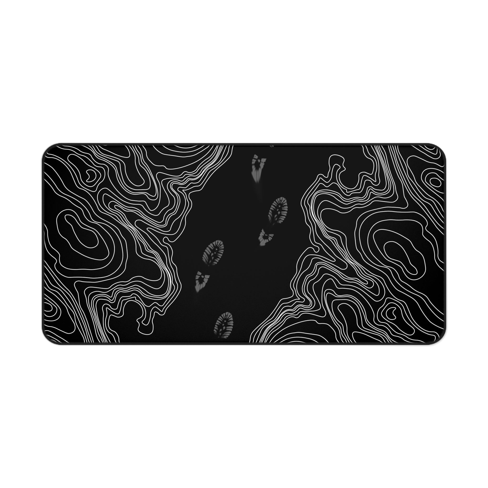 Echo Trail Desk Mat – Footsteps & Topographic Gaming Aesthetic
