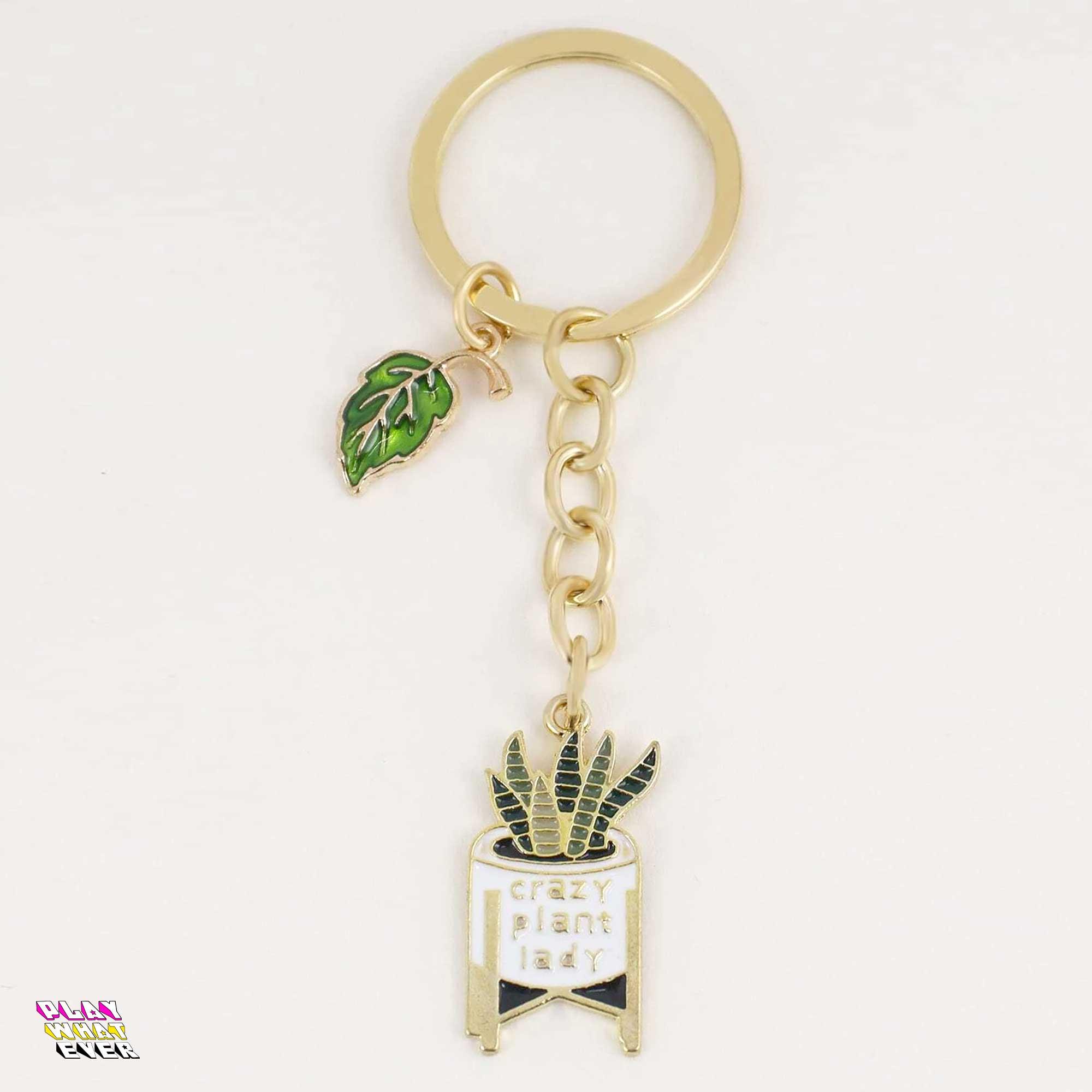 Cute Crazy Plant Lady Keychain