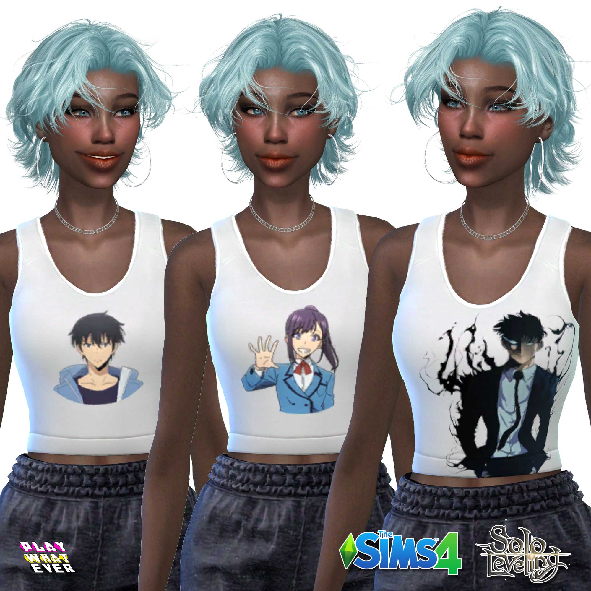 Sims 4 CC Solo Leveling Inspired Women's Crop Tank Top